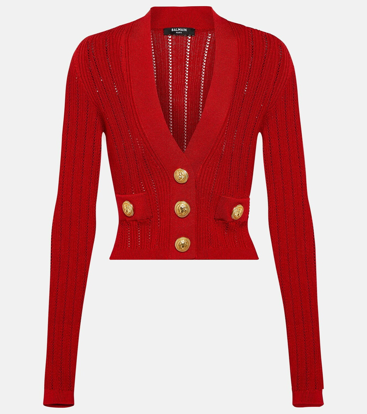 Balmain Cropped embellished knit cardigan Balmain