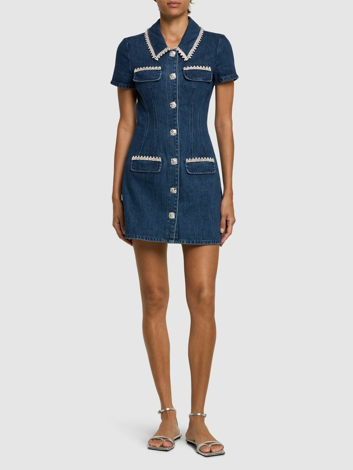 SELF-PORTRAIT Denim Mini Dress Self-Portrait