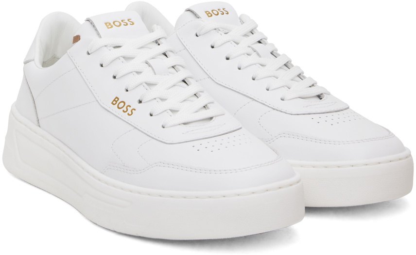 BOSS White Leather Logo Sneakers BOSS