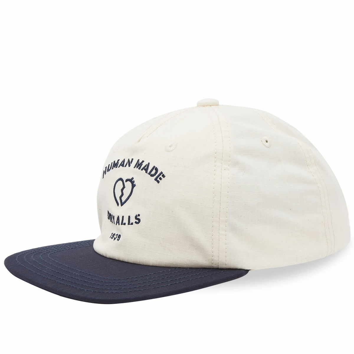 Human Made Men's Broken Heart Rip Stop Cap in White Human Made