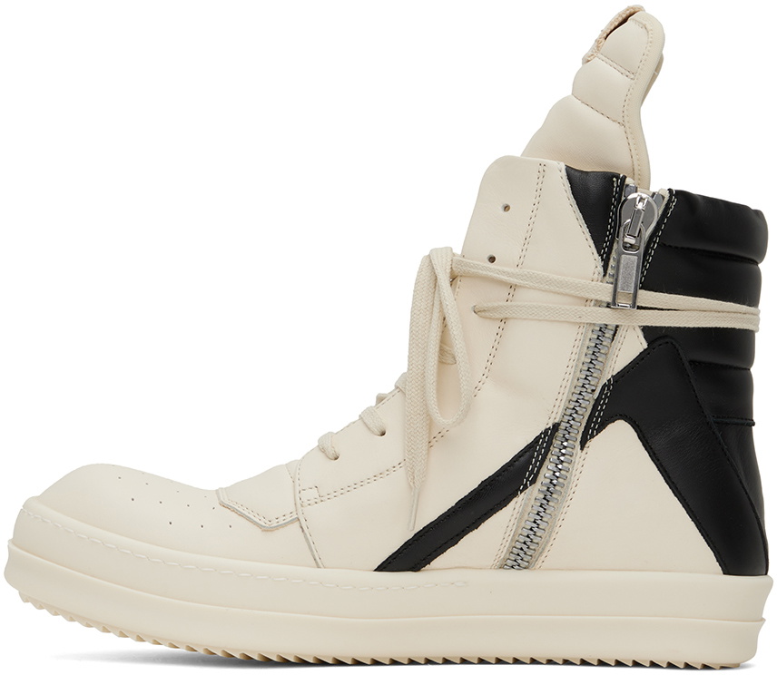 Rick Owens Off-White & Black Geobasket Sneakers Rick Owens