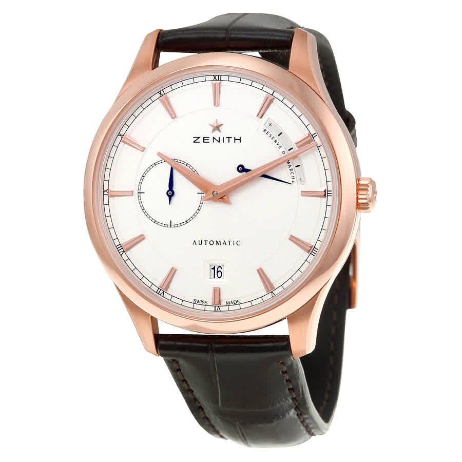 Zenith Captain Power Reserve Silver Dial 18kt Rose Gold Mens Watch ...