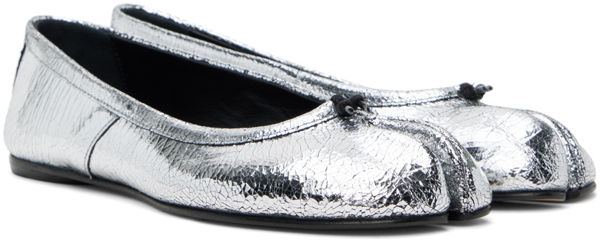 Maison Margiela Silver Tabi Broken Mirror Ballerina Flats Maison Margiela