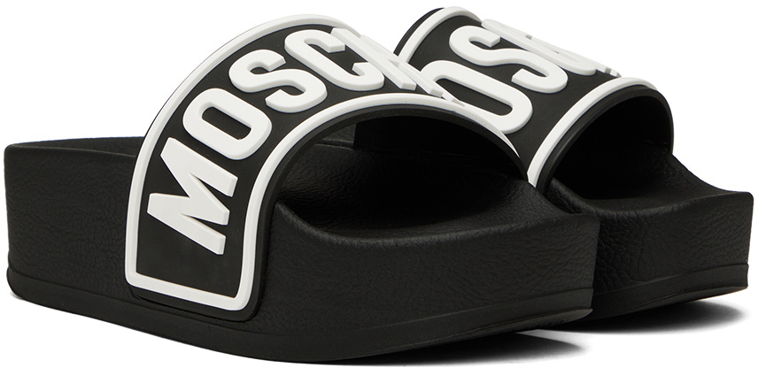 Moschino Black Platform Pool Slides Moschino