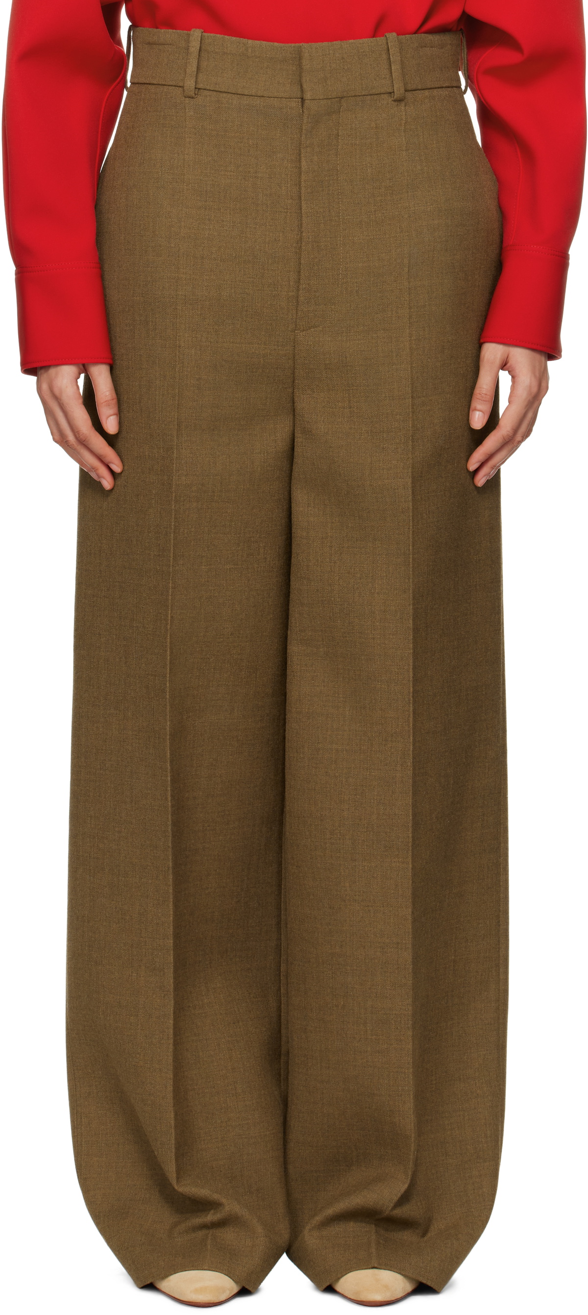 Carven Brown Double Worsted Wool Trousers Carven