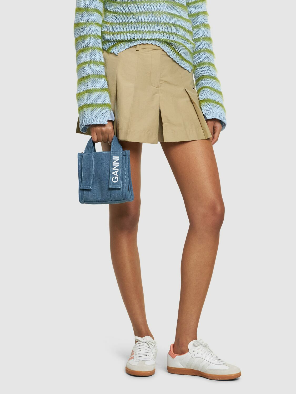 GANNI - Mini Recycled Poly Denim Tote Bag GANNI