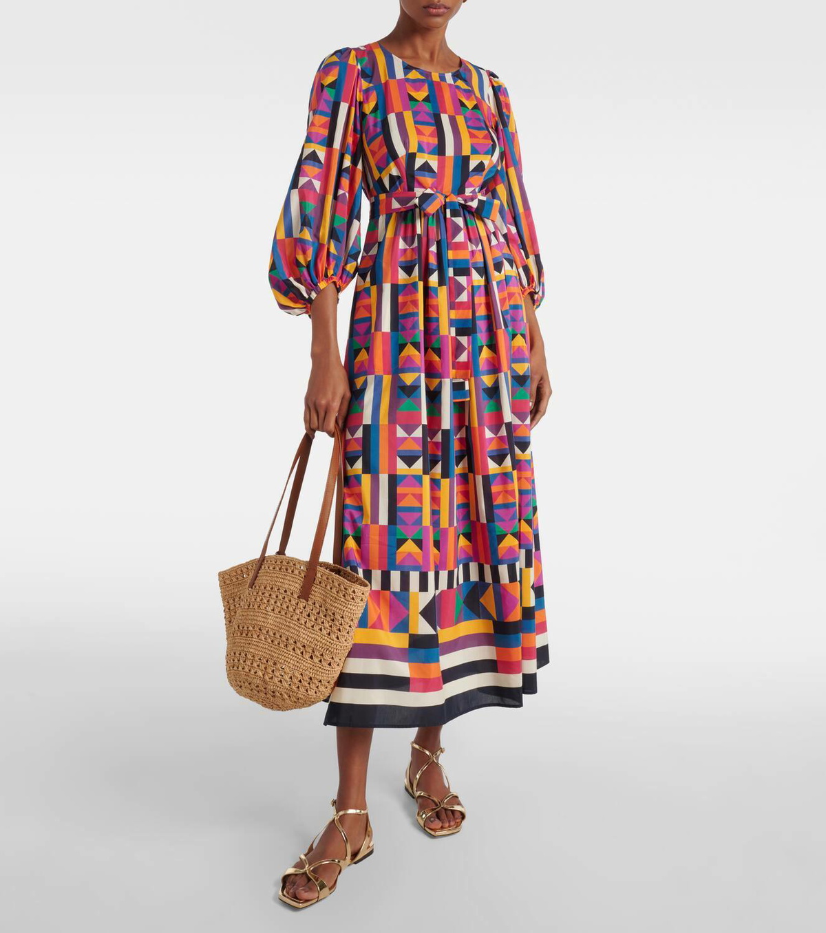Eres Multiple printed cotton and silk midi dress ERES