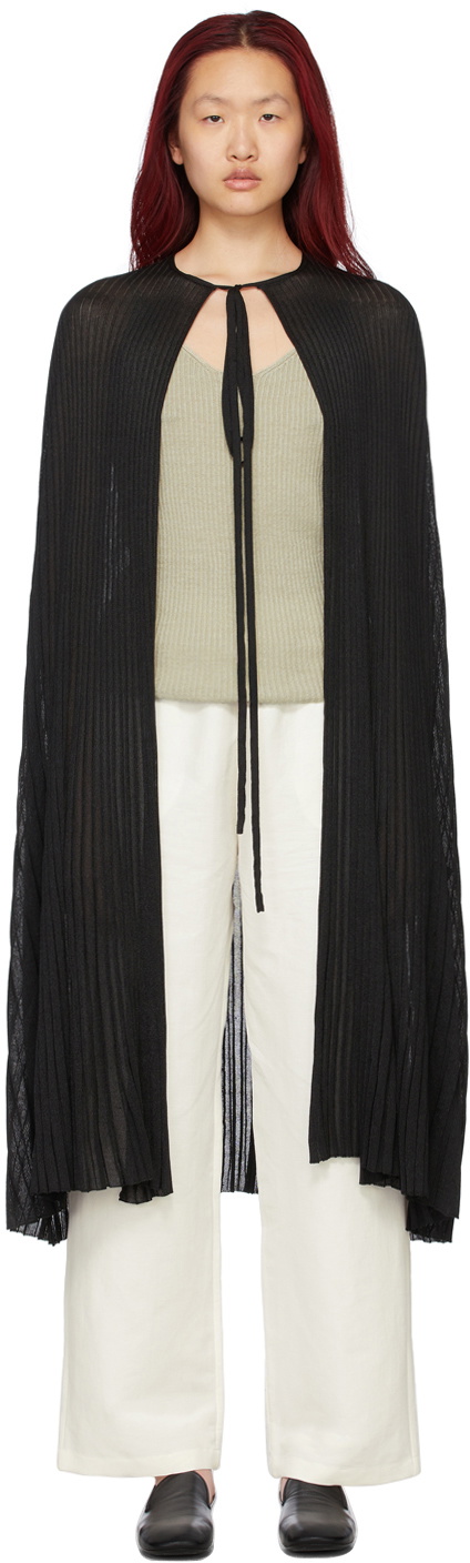 Totême Black Knitted Drape Cape Toteme