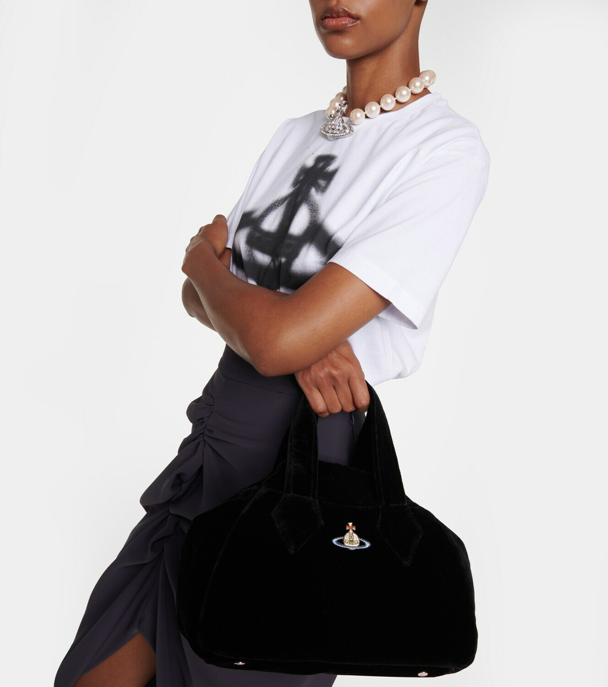 Vivienne Westwood Yasmine Medium velvet tote Vivienne Westwood