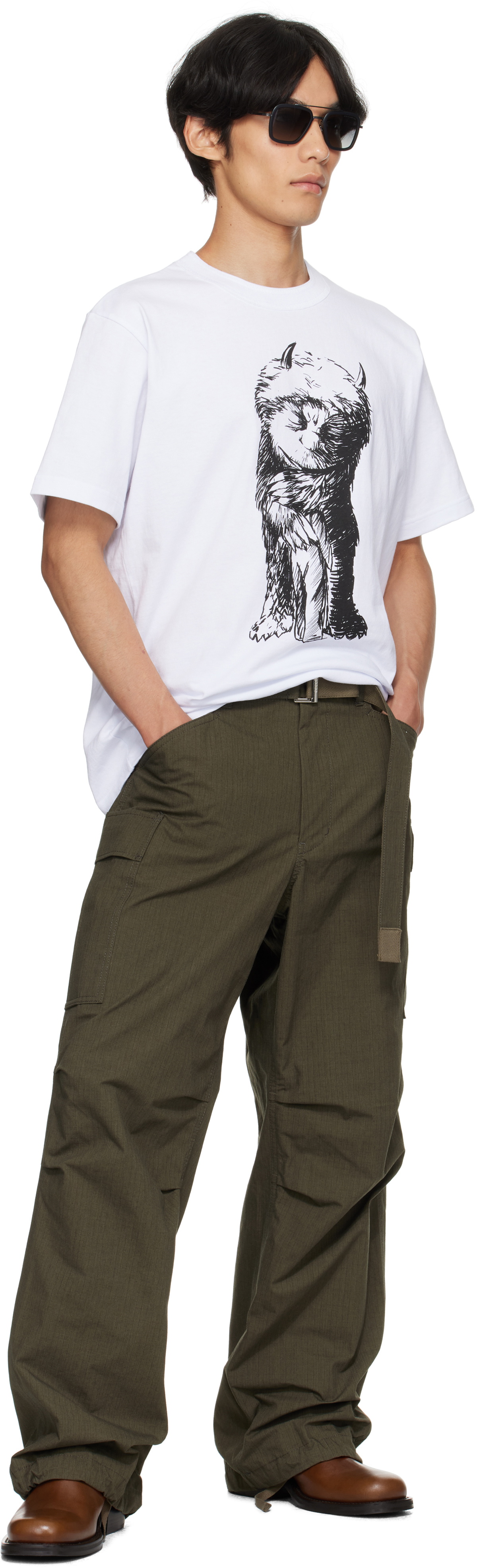 sacai Khaki Ripstop Cargo Pants Sacai