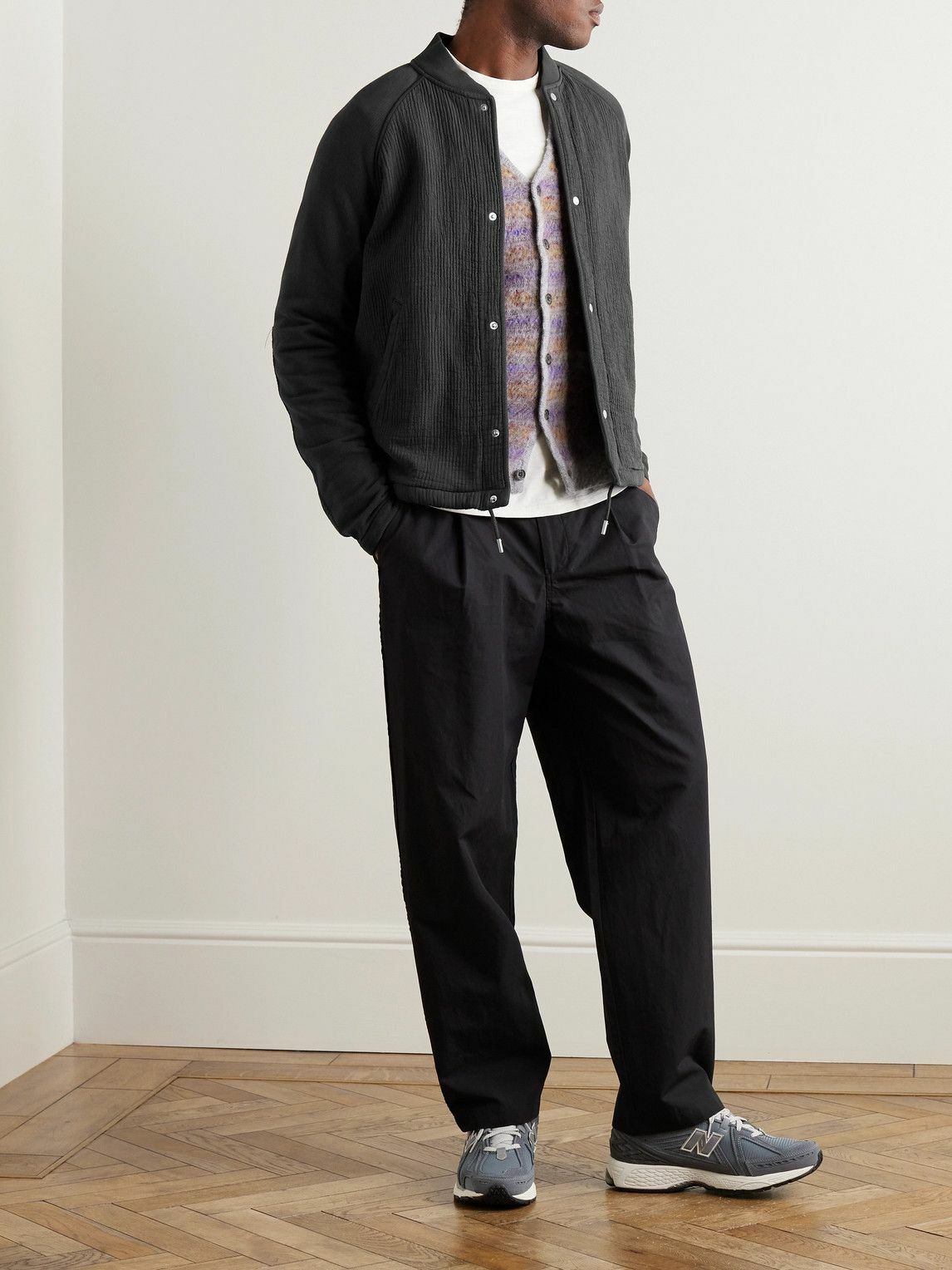 Folk - Signal Textured-Cotton Bomber Jacket - Black Folk