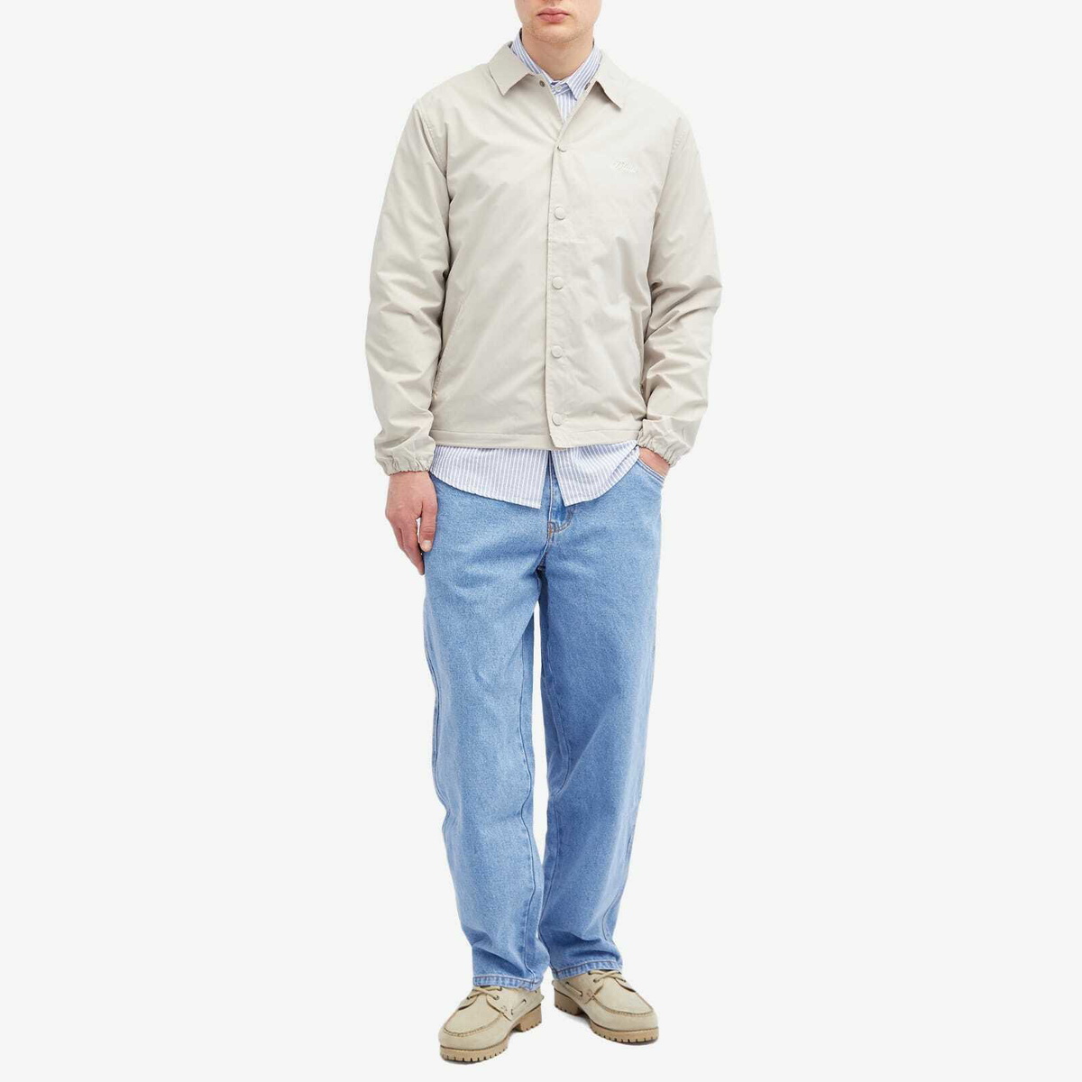 Dime Men's Cursive Coach Jacket in Light Grey Dime
