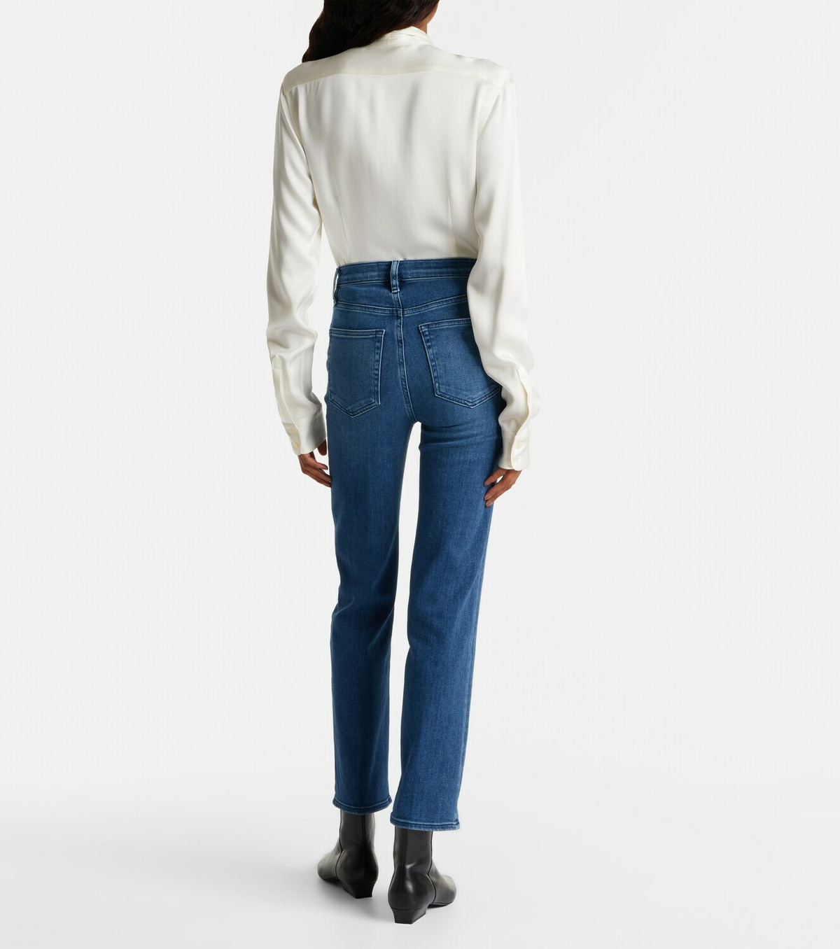 Frame Le Sleek cropped high-rise straight jeans Frame Denim