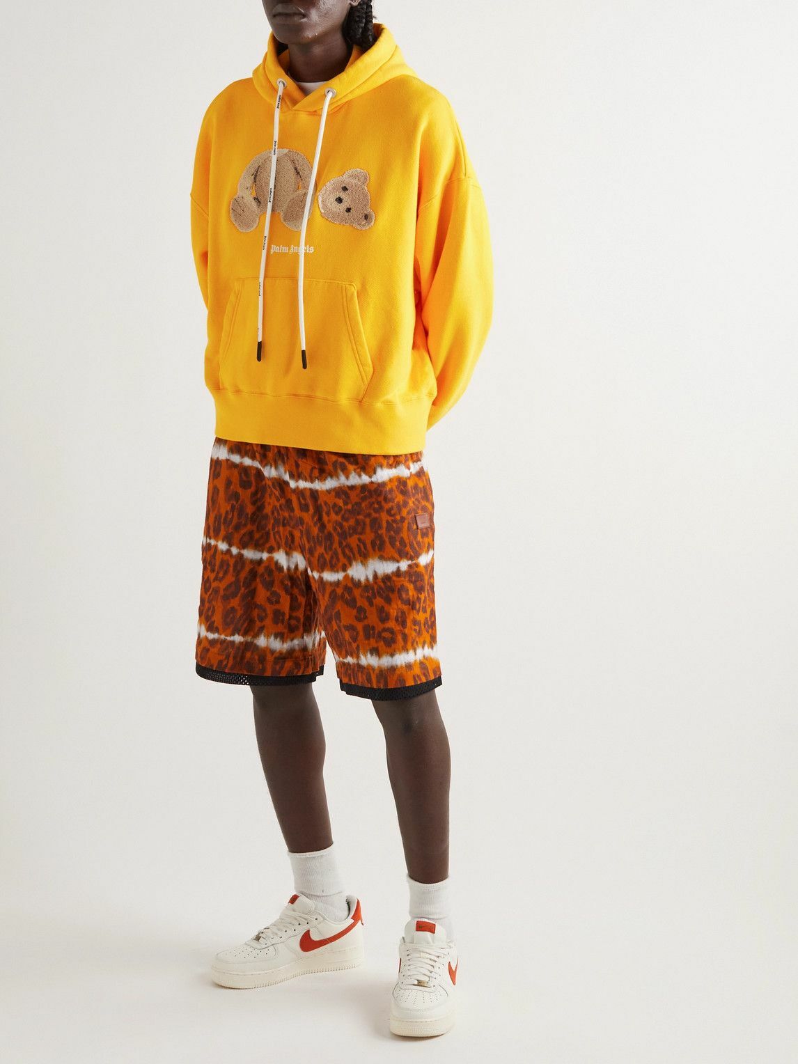 Palm Angels - Logo-Embroidered Cotton-Jersey Hoodie - Yellow Palm Angels