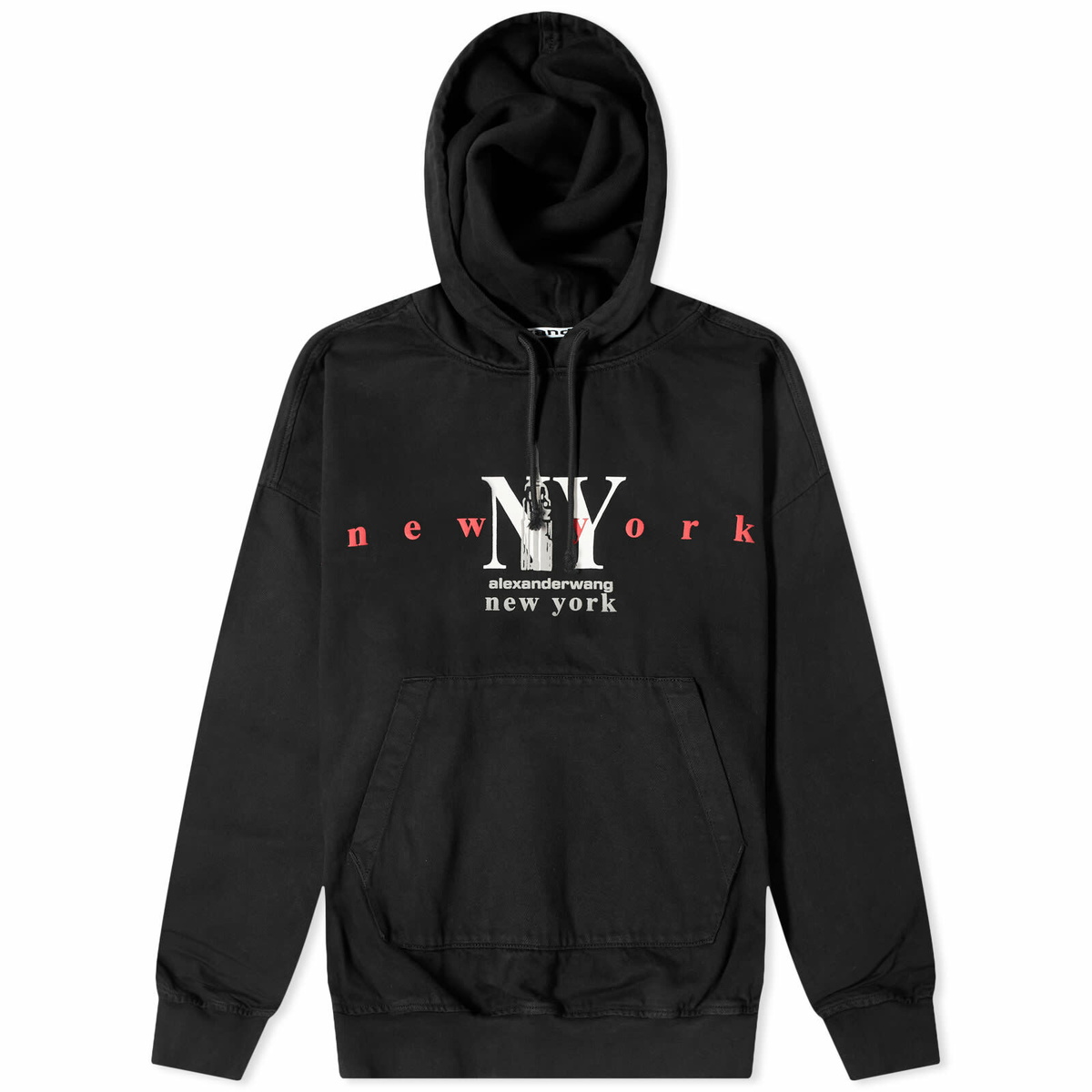 Alexander Wang Women's Denim Hoodie With Puff Print in Washed Black ...