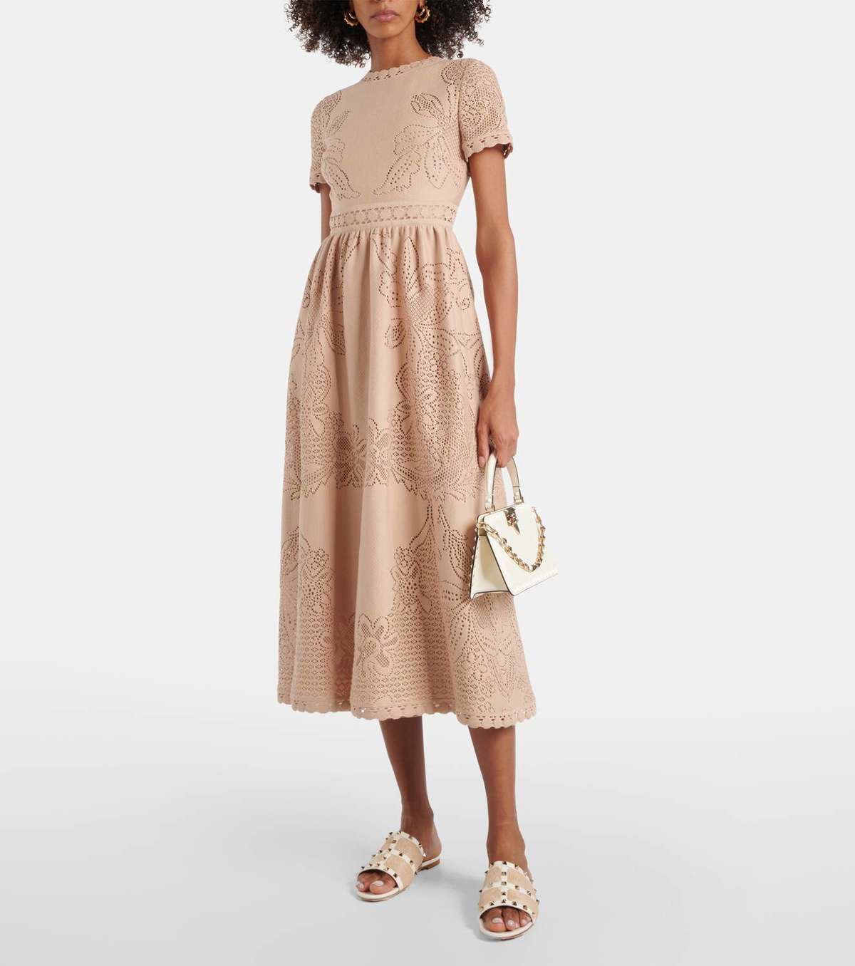 Valentino Garavani Rockstud leather and raffia sandals Valentino Garavani