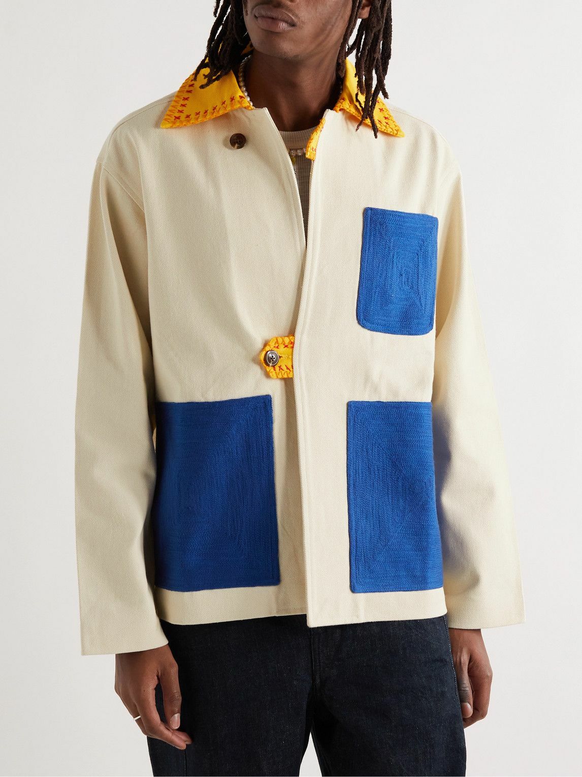 BODE - Patchwork Cotton-Twill Overshirt - Neutrals Bode