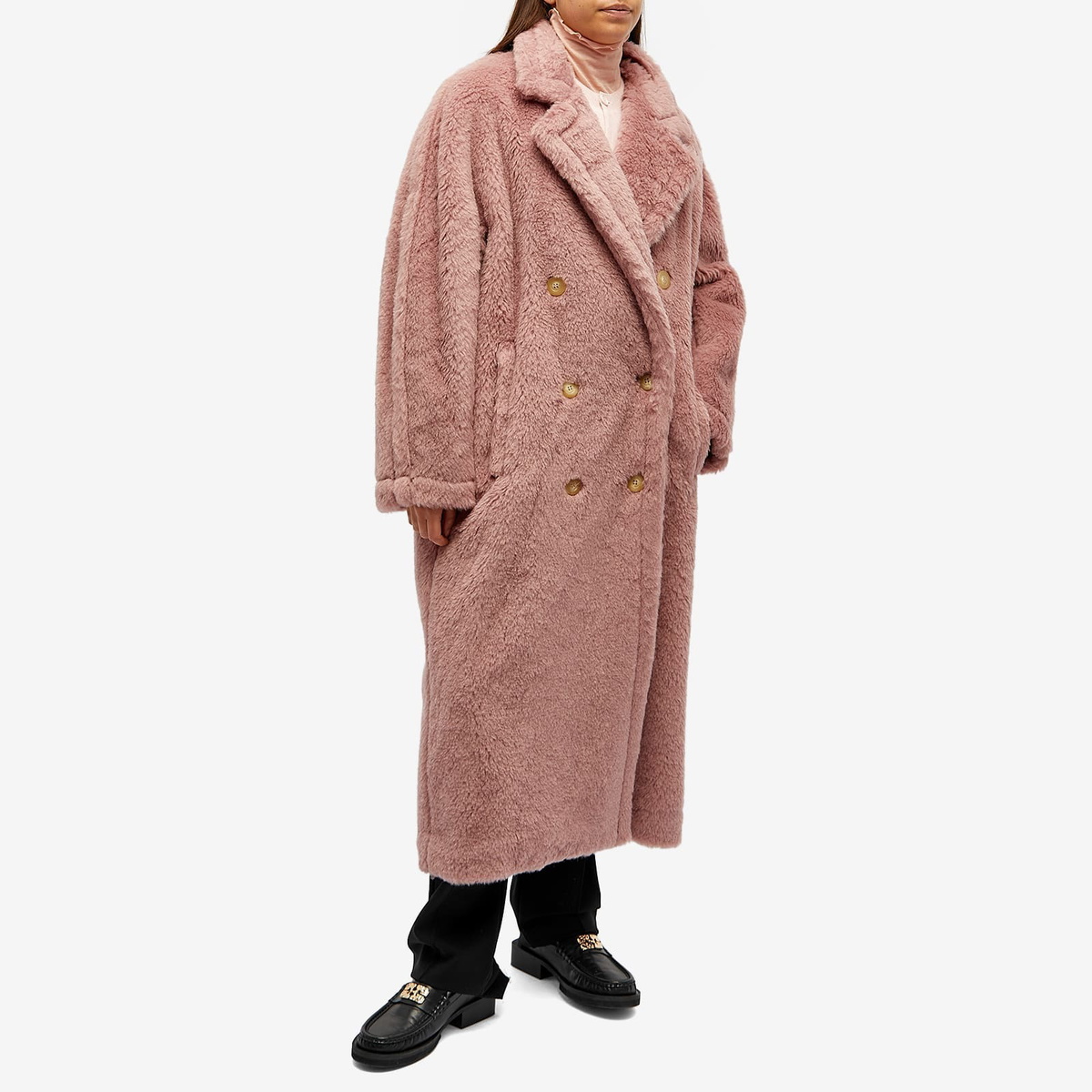 Max Mara Women's Maxi Teddy Coat in Antique Rose Max Mara