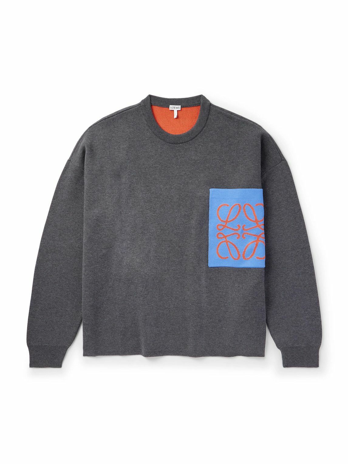 LOEWE - Anagram Logo-Jacquard Knitted Sweater - Gray Loewe