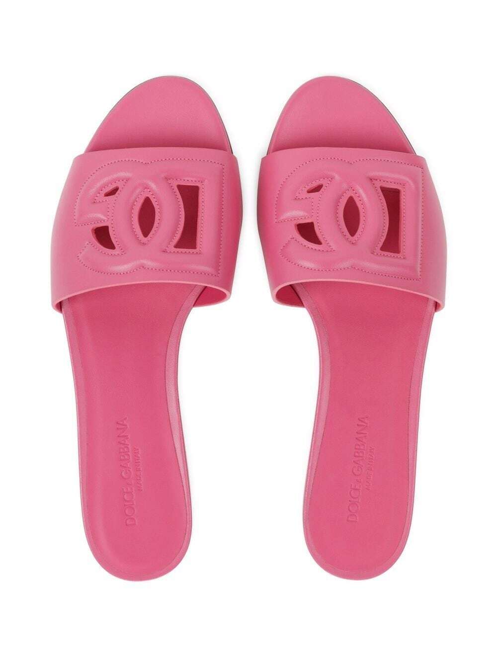 DOLCE & GABBANA - Dg Logo Leather Slides Dolce & Gabbana