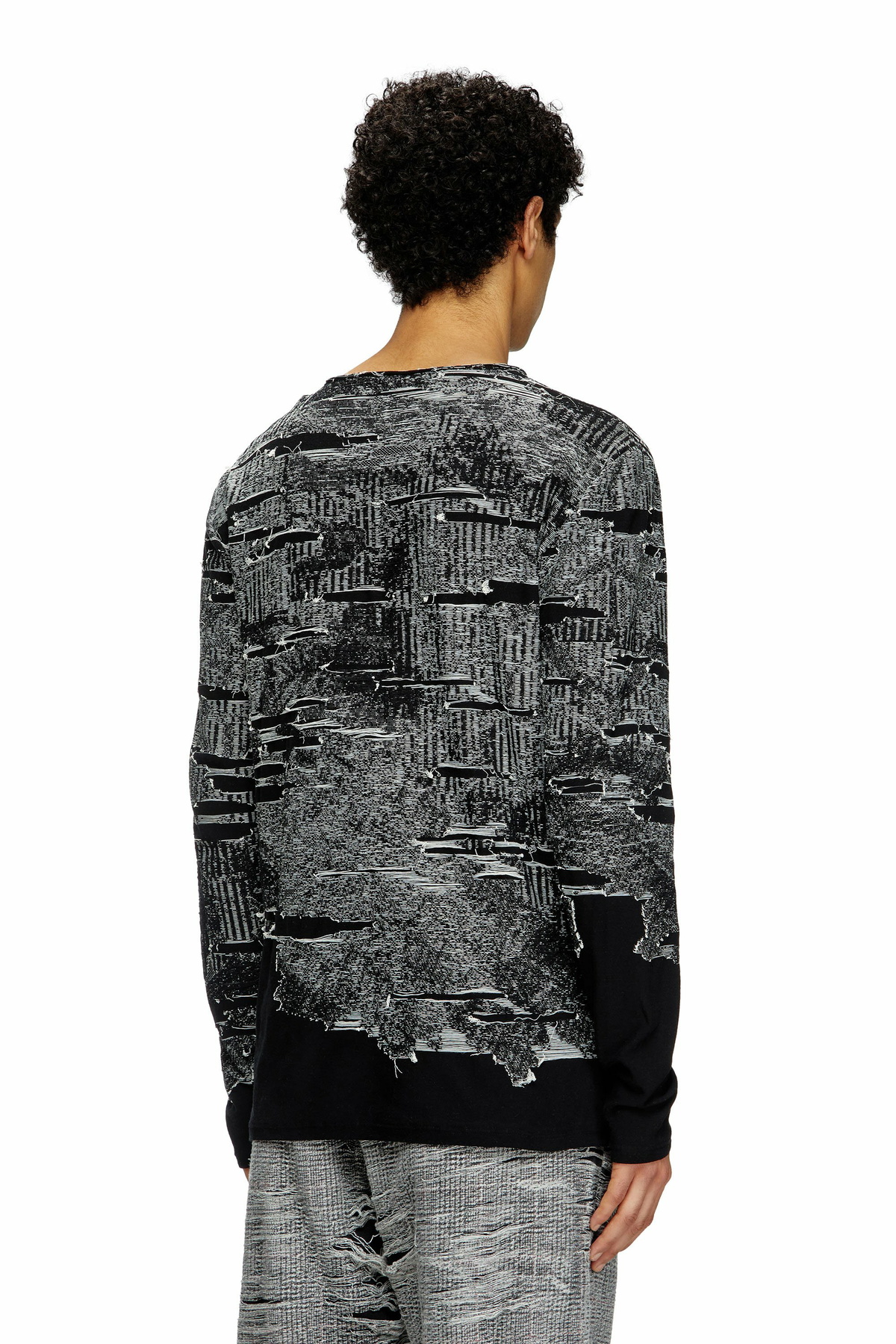 Diesel Jumper with engineered distressing - Knitwear Mens in Black Diesel