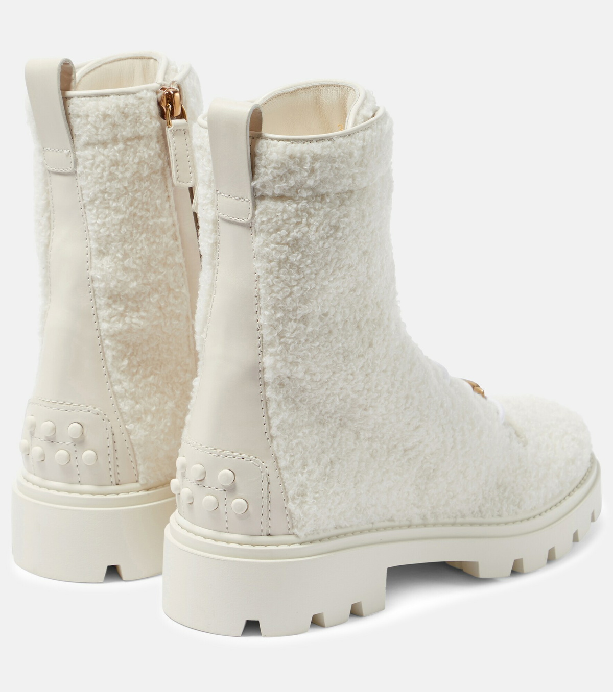 Tod's - Leather-trimmed faux shearling boots Tod's
