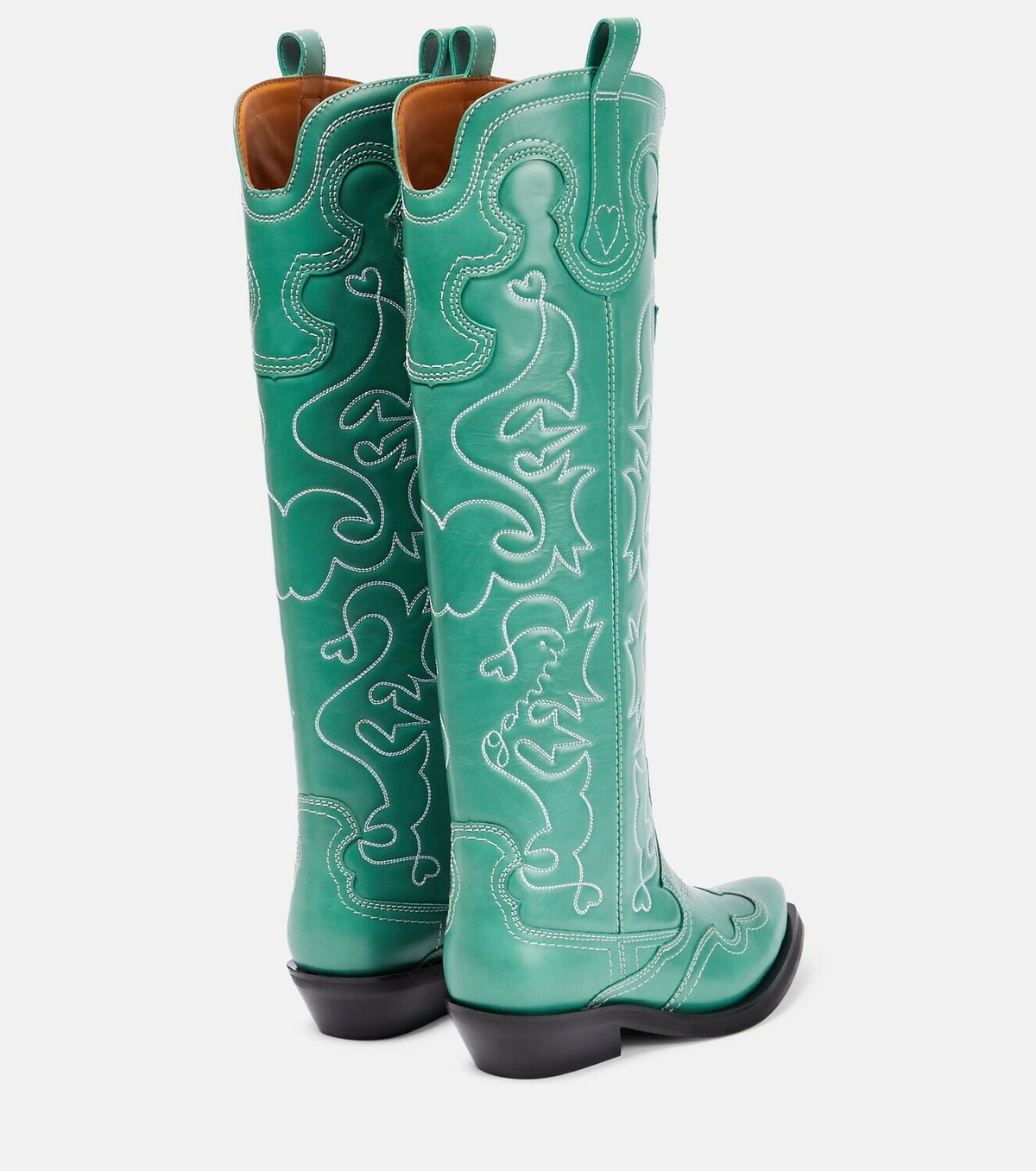Ganni - Embroidered leather cowboy boots GANNI