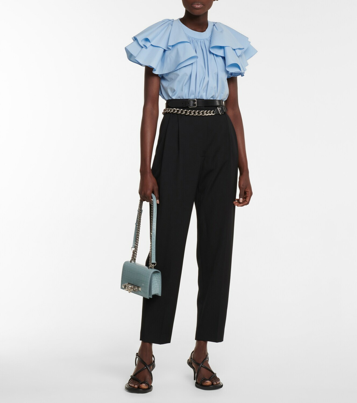 Alexander McQueen Ruffled cotton top Alexander McQueen
