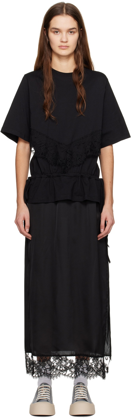 MSGM Black Paneled Maxi Dress MSGM