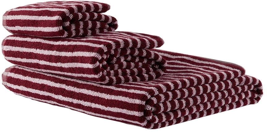 Tekla Red Striped Three-Piece Towel Set Tekla Fabrics