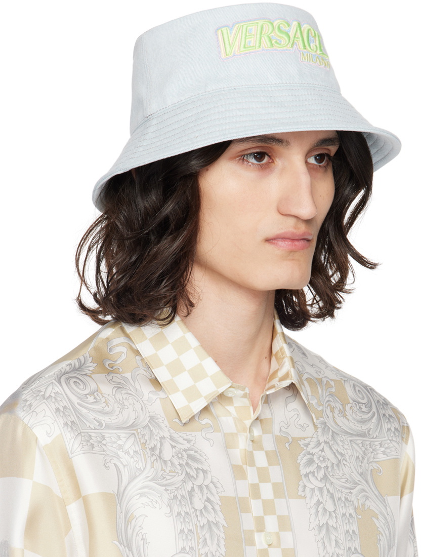 Versace Blue Embroidered Denim Hat Versace
