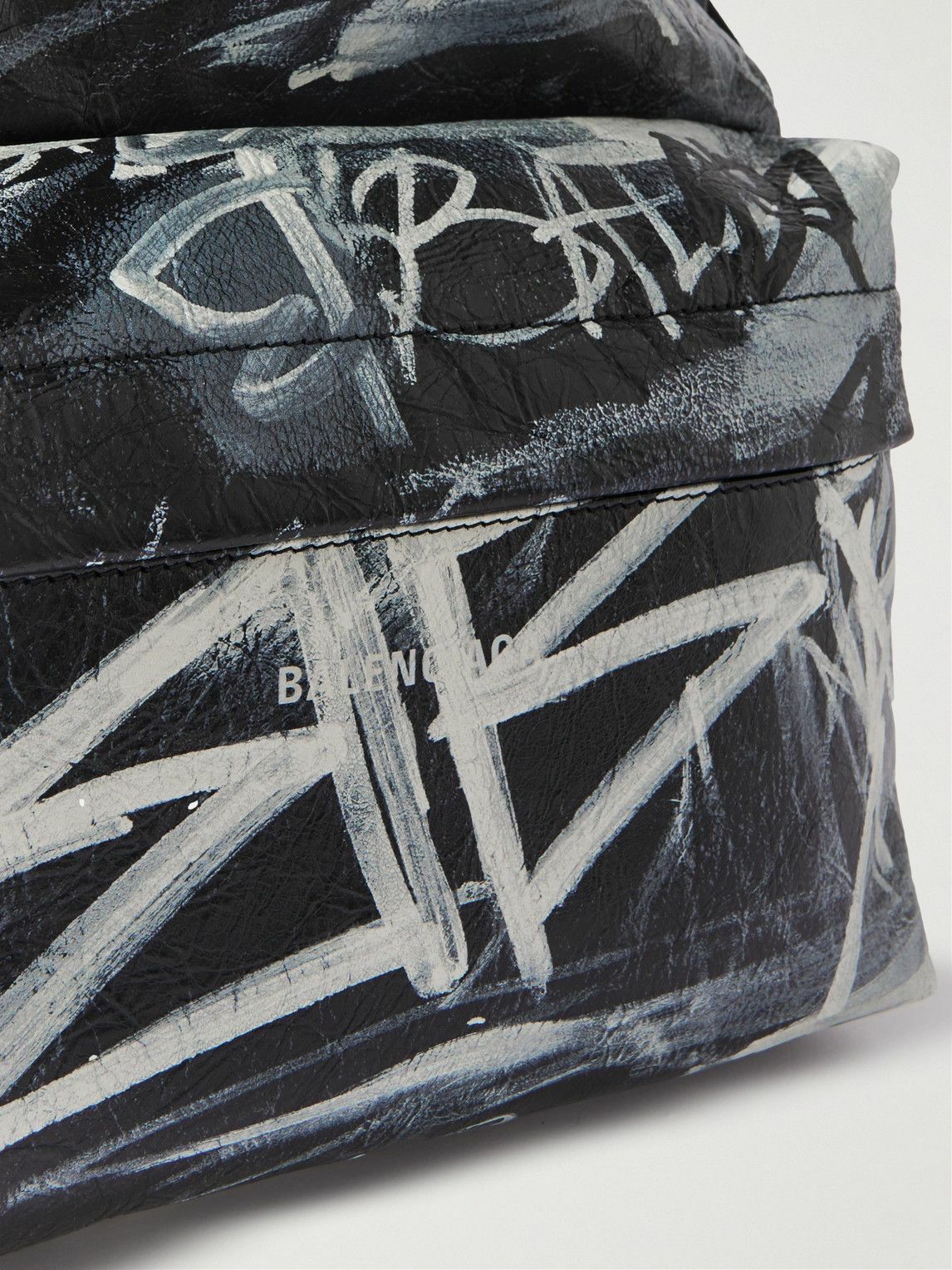 Balenciaga - Explorer Graffiti-Print Textured-Leather Backpack Balenciaga