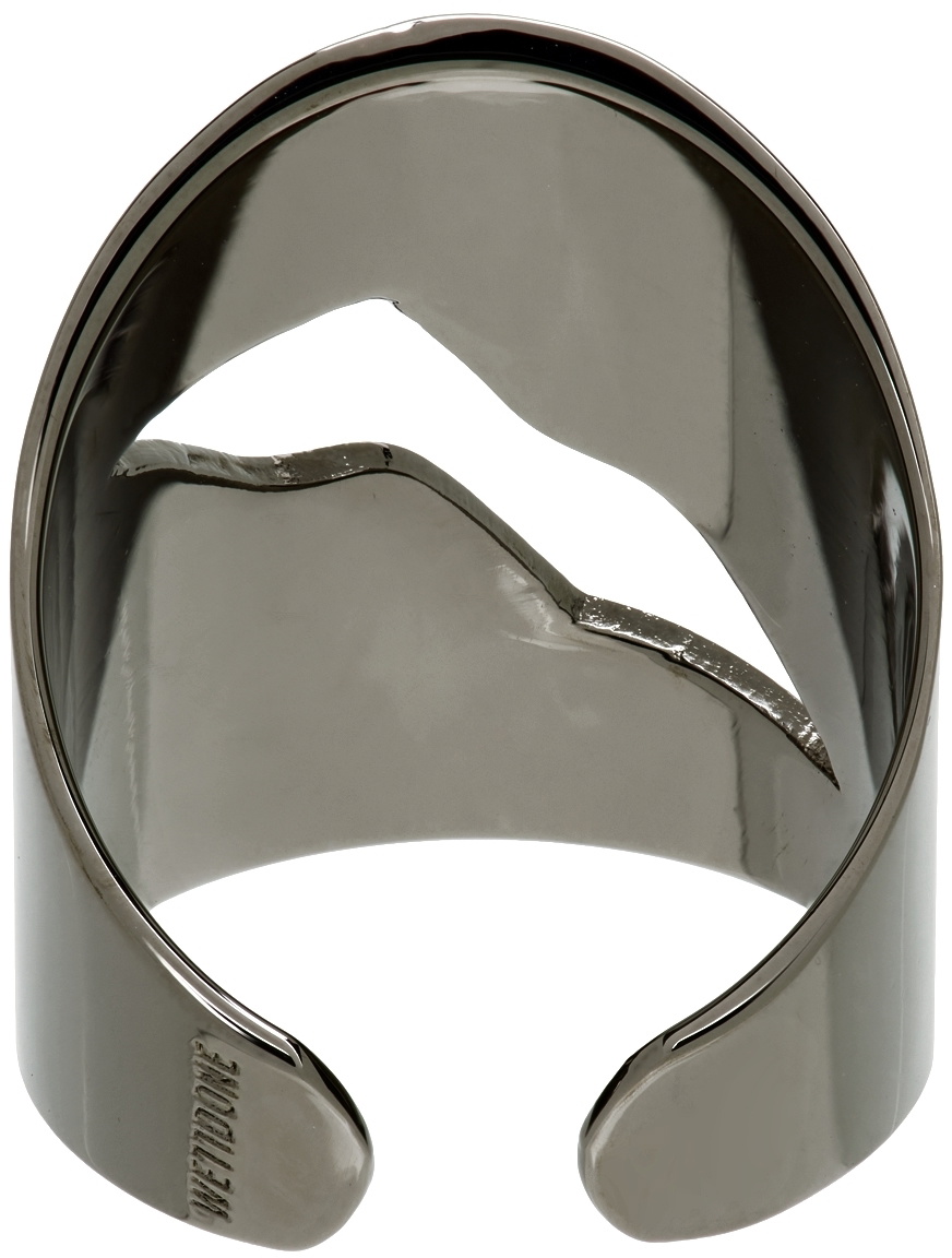 We11done Gunmetal Logo Motif Ring We11done