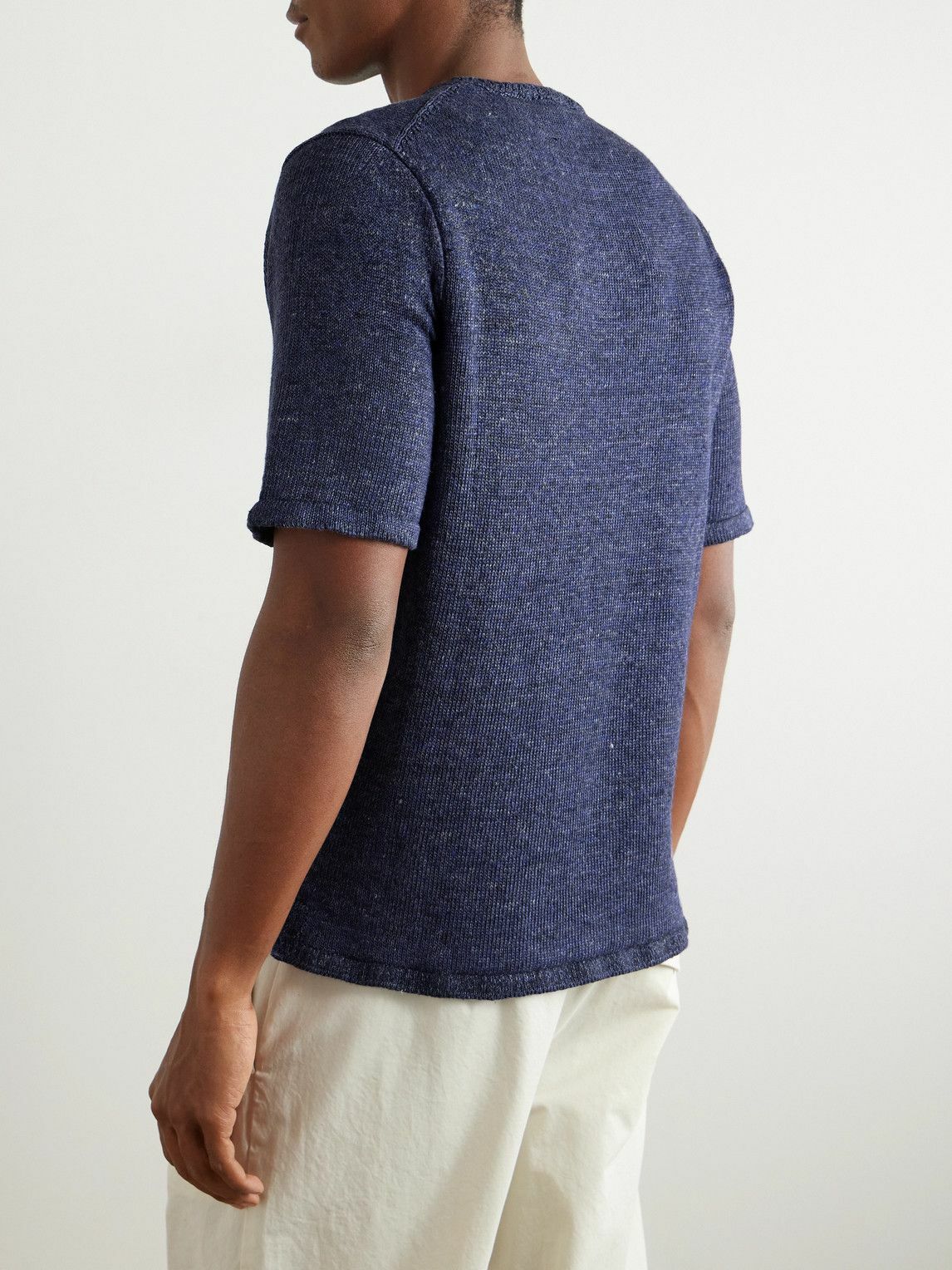 Inis Meáin - Knitted Linen T-Shirt - Blue Inis Meáin