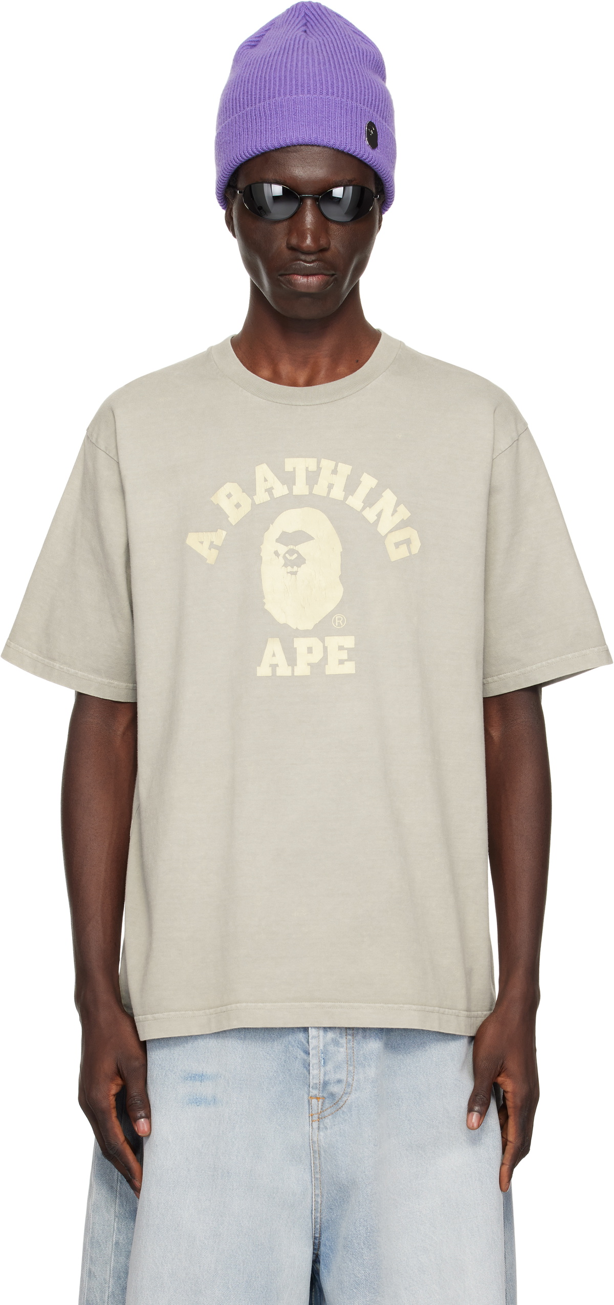 BAPE Gray Overdye College T-shirt A Bathing Ape