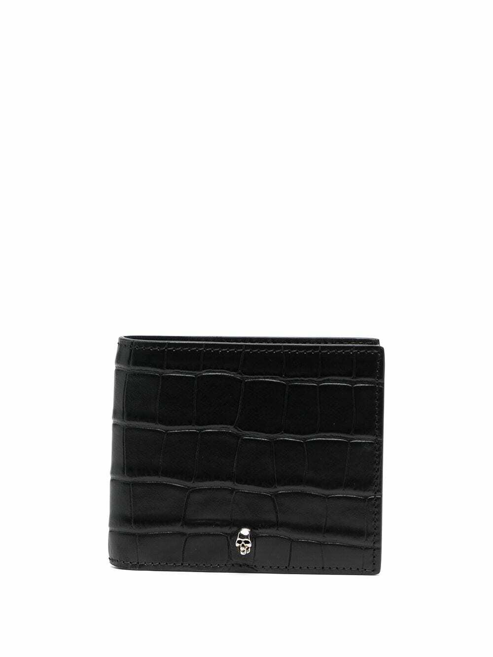 ALEXANDER MCQUEEN - Embossed Crocodile Leather Wallet Alexander McQueen