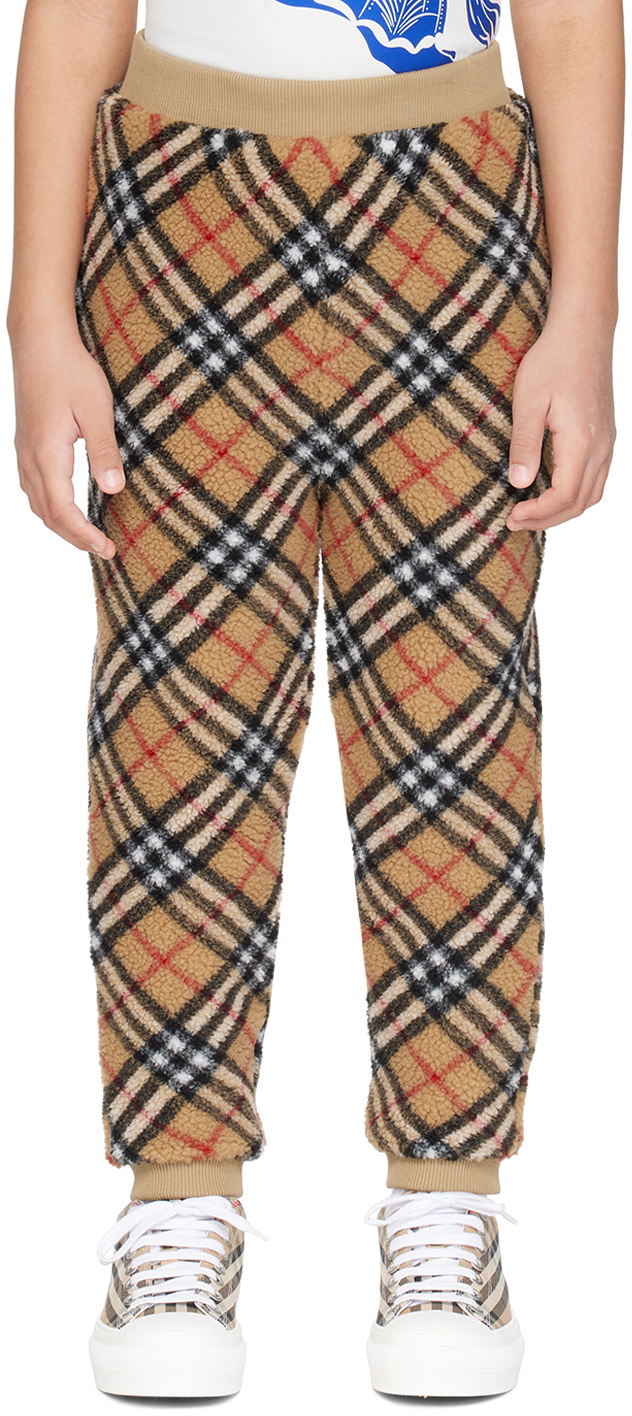 Burberry Kids Beige Check Sweatpants Burberry