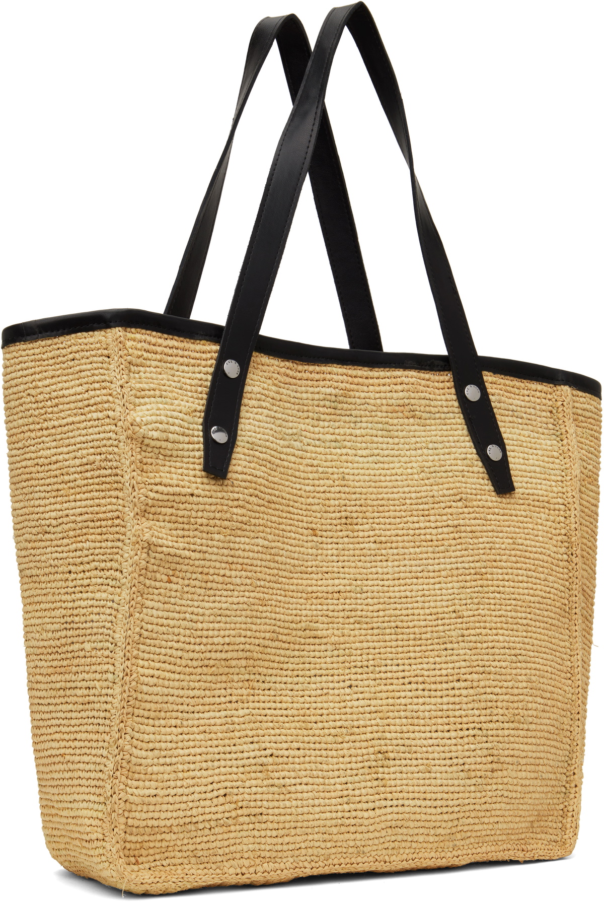rag & bone Beige Daily Leather-Trimmed Straw Tote Rag and Bone