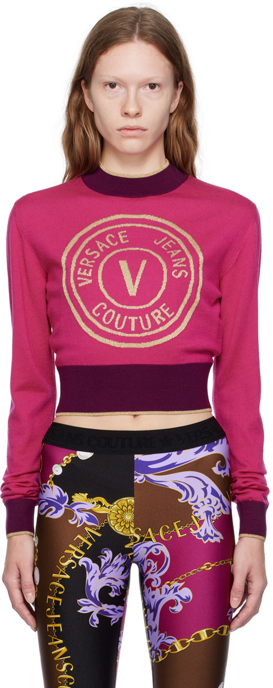 Versace Jeans Couture Pink V-Emblem Sweater Versace