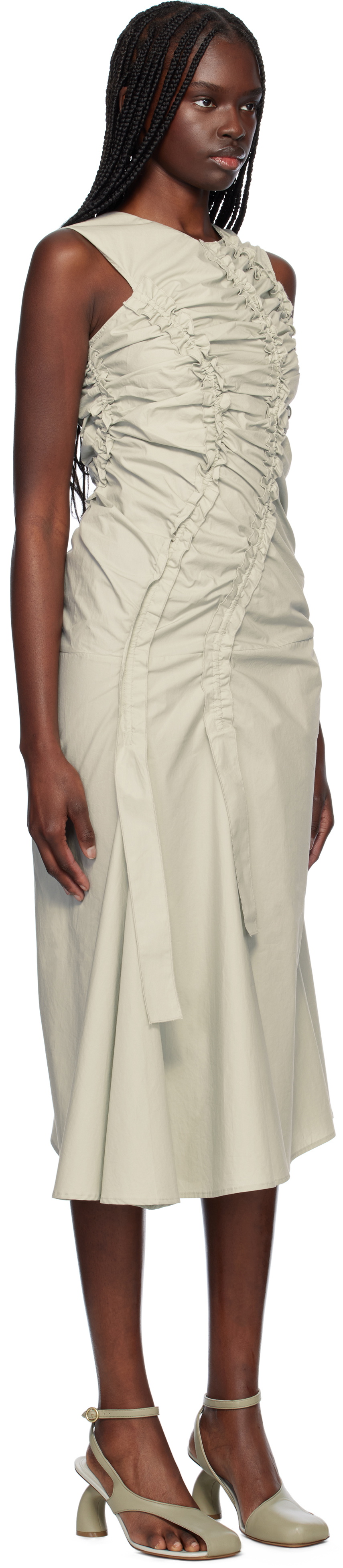 Renaissance Renaissance Gray Kyra Cotton Midi Dress Renaissance Renaissance