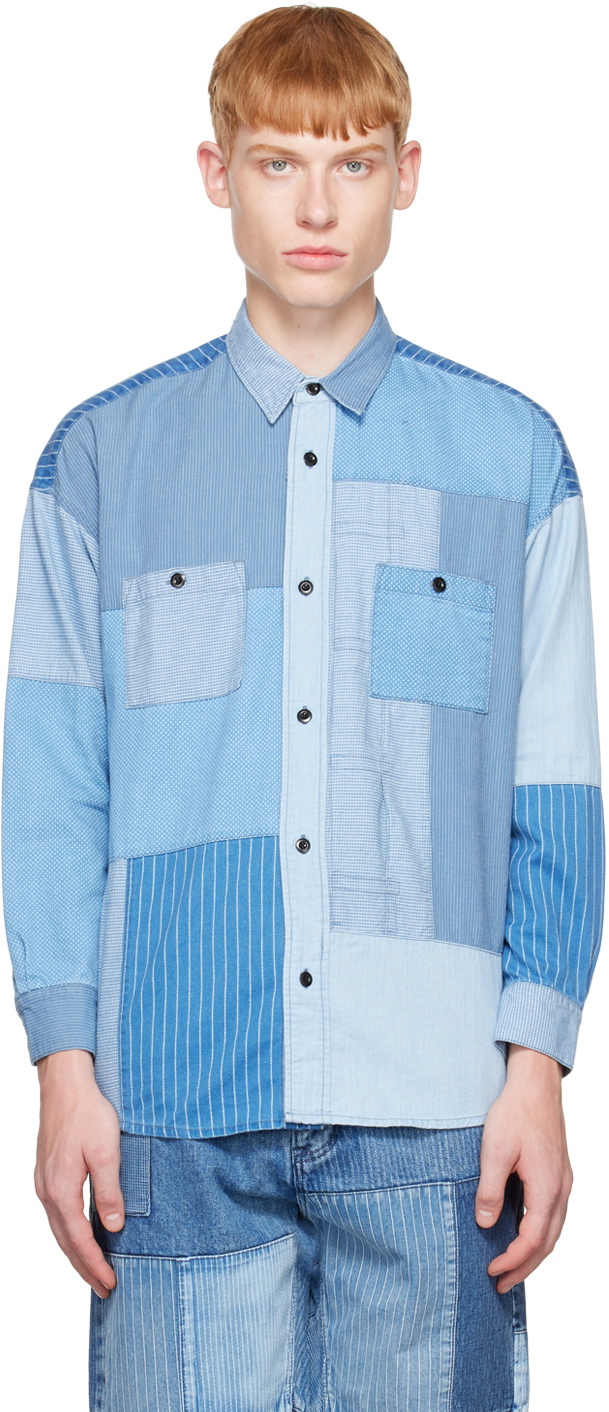 FDMTL Blue Patchwork Shirt FDMTL