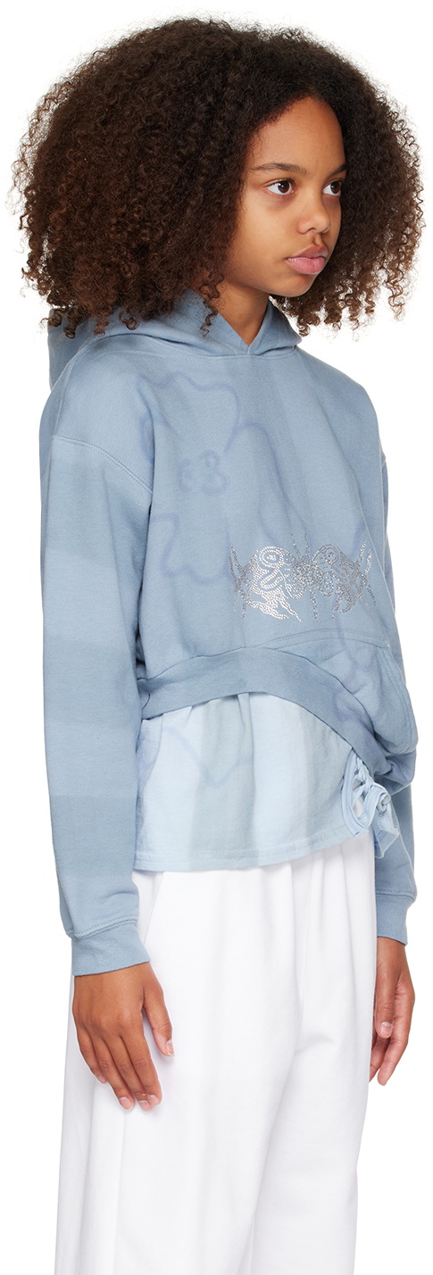 Collina Strada Kids Blue Tie-Dyed Hoodie Collina Strada