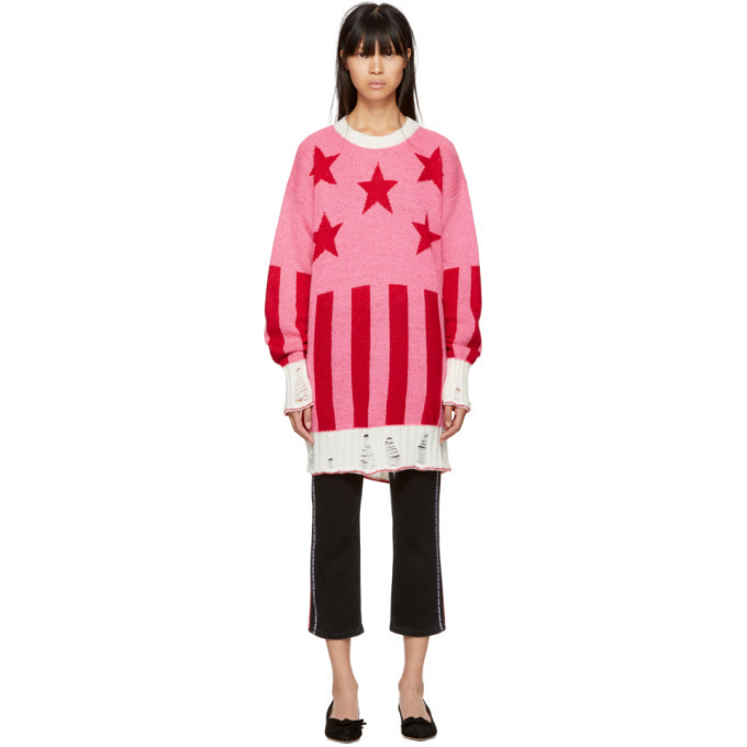 MSGM Pink Long Stars and Stripes Sweater MSGM