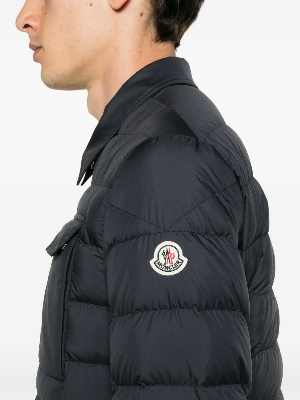 Moncler Blue Logo-Appliqué Quilted Jacket Moncler