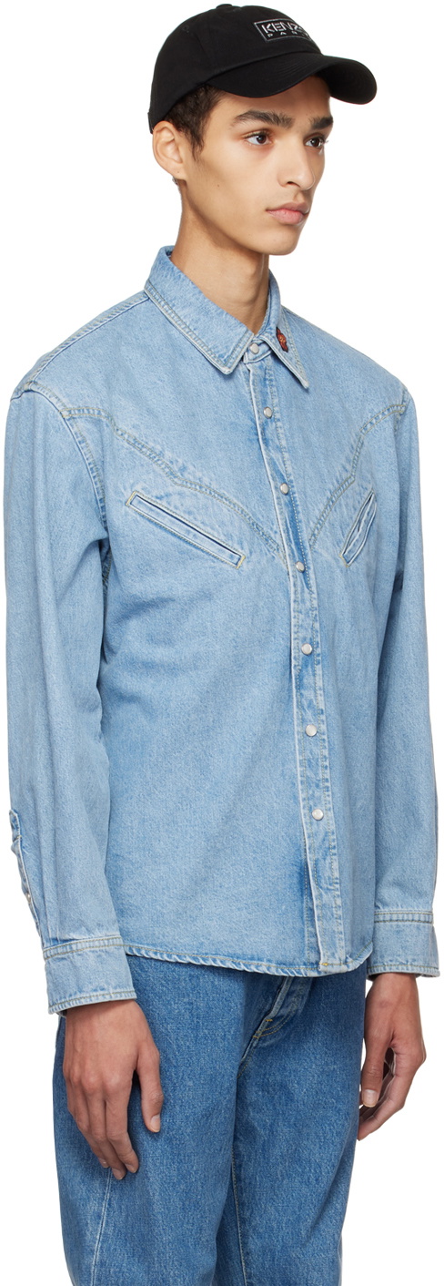 Kenzo Blue Kenzo Paris Western Denim Shirt Kenzo
