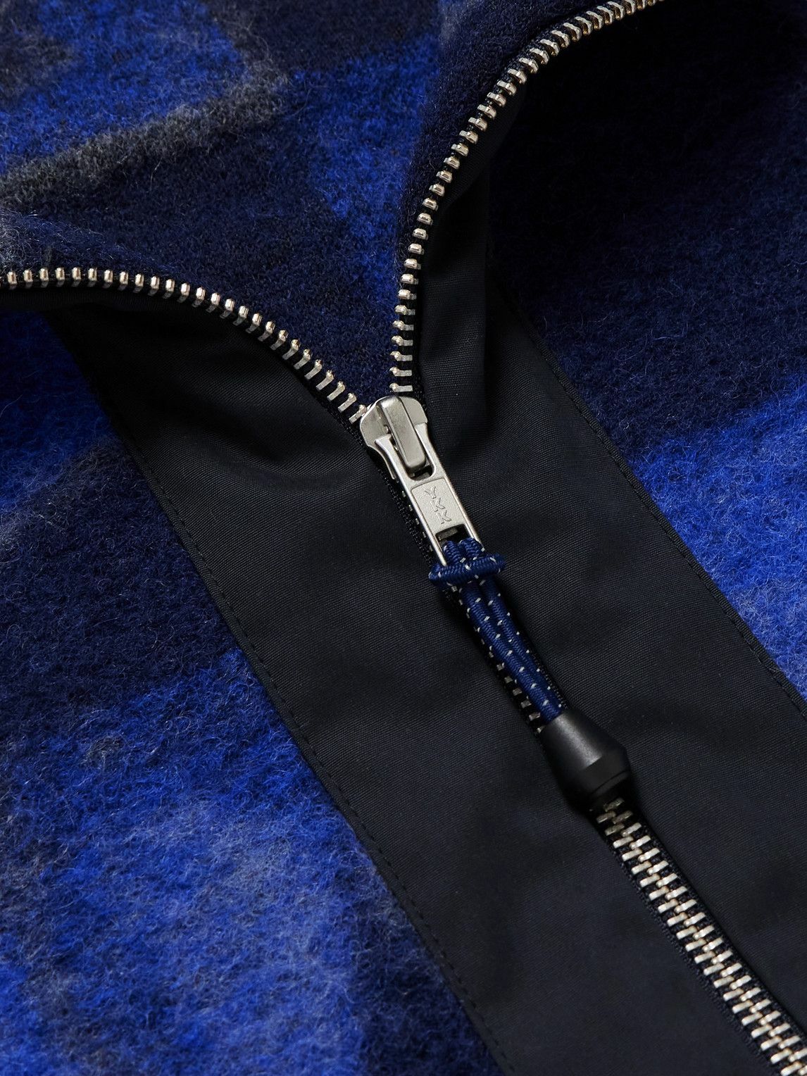 Folk - Signal Shell-Trimmed Printed Wool-Blend Fleece Jacket - Blue Folk