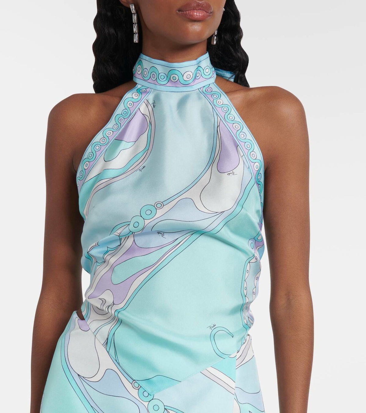 Pucci Orchidee halterneck silk twill top Emilio Pucci