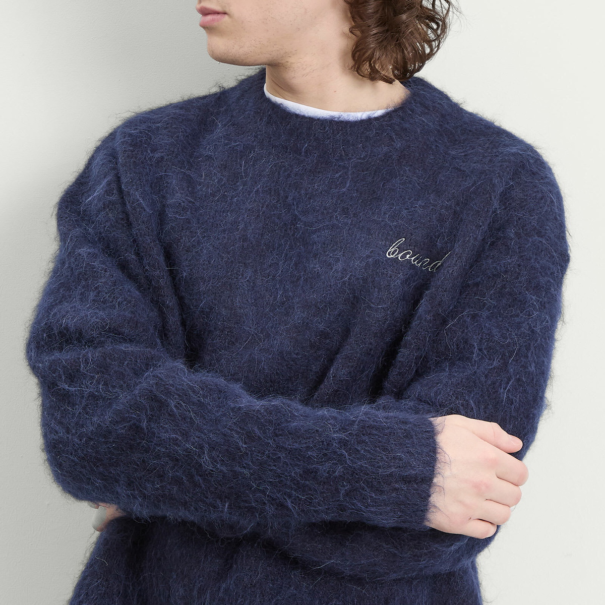 Bound Men's Dexter Cropped Alpaca Jumper in Navy BOUND by Bond-Eye
