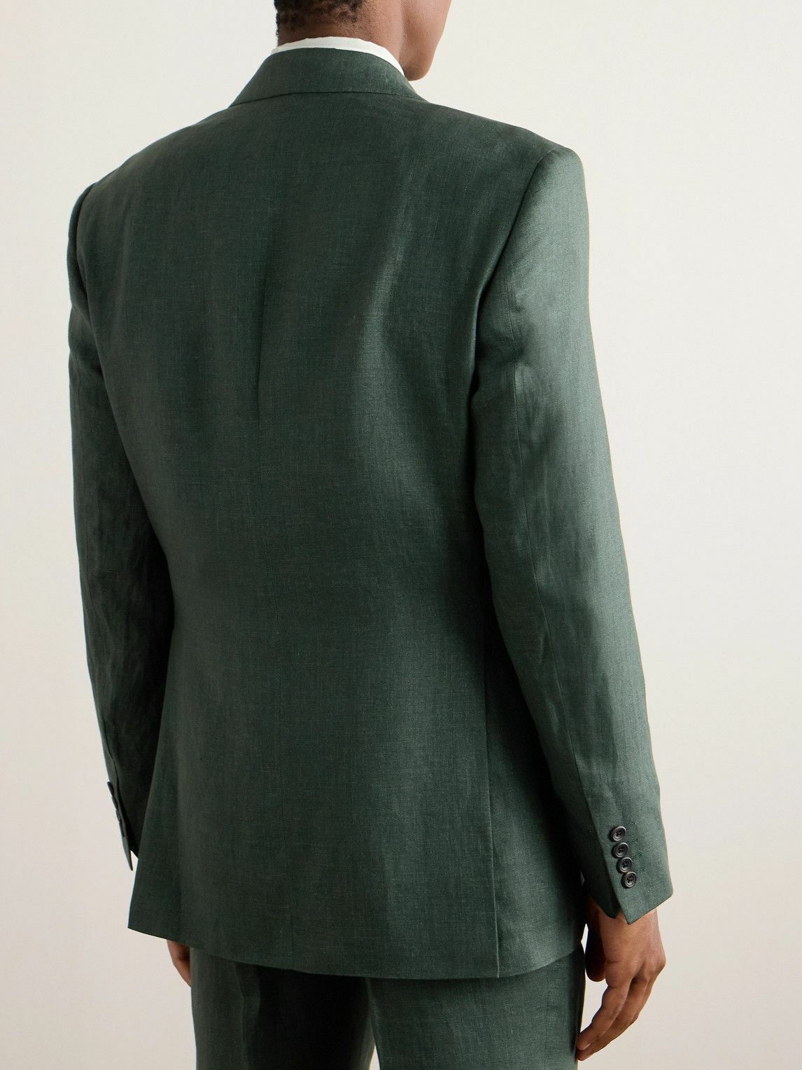 Richard James - Double-Breasted Linen Suit Jacket - Green Richard James