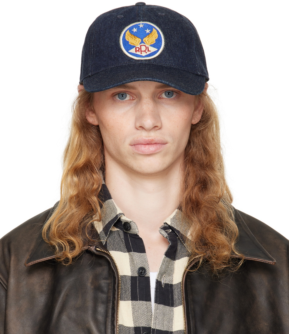 RRL Indigo Winged-Logo Denim Ball Cap RRL